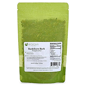 Biokoma Pure and Natural Buckthorn Bark Dried Cut 100g (3.55oz) in Resealable Moisture Proof Pouch - Herbal Tea, No Additives, No Preservatives, Kosher