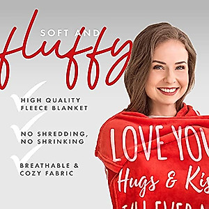 EasyFluffy I Love You Blanket - Girlfriend Gifts for Girlfriends and Boyfriends - Inspirational Blankets for Women - Couples Blanket - Love Gifts - Hug Blanket, Throw 50” x 60” (Red)