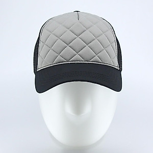 Plain Tone on Tone Cotton Mesh Adjustable Low Profile Baseball Cap Quilt Camo Heather Distressed (Quilt Black/Gray/Black)