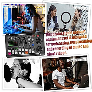 SINWE Podcast Microphone Bundle, BM-800 Condenser Mic with Live Sound Card Kit, Podcast Equipment Bundle with voice changer and Mixer functions for PC Smartphone Studio Recording & Broadcasting