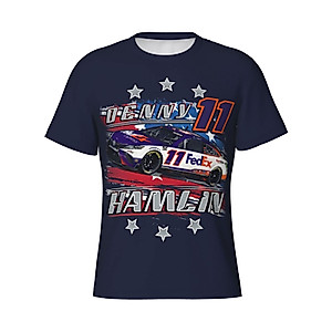 Denny Hamlin 11 Men's T-Shirt Crewneck T-Shirt Tight Sport Short Sleeve Classic Printing Performance
