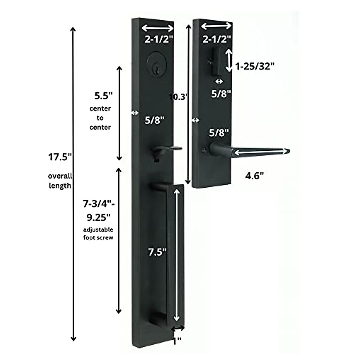 Weslock Xanthis Single Cylinder Entry Handle Set with Philtower Lever (Keyed Handleset, Matte Black)
