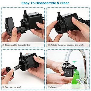 Fountain pump Submersible Water pump Kit with LED Light 220 GPH Waterproof Silent outdoor Pond pump Small Aquarium pump for Hydroponic Aquarium Air Fish tank with Decorations Plants Sunterra