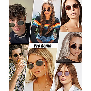 Pro Acme Retro Oval Metal Polarized Sunglasses for Women Men Small Trendy 90s Vintage (Gold/Grey)