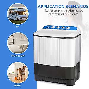 Kazigak Portable Washing Machine, 15.5 Lbs Semi-Automatic Washer with twin Tub (Wash and Spin Dry), Compact Laundry Washer for Apartments, Dorm, RV
