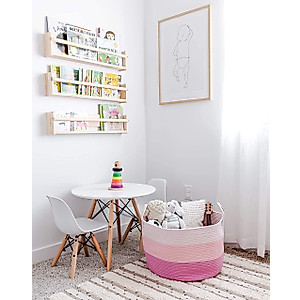 OrganiHaus Pink Baby Laundry Baskets for Organizing 20x13, Extra Large Basket for Blankets, Storage Basket for Living Room, Nursery Laundry Hamper, Cotton Rope Basket, Woven Laundry Basket