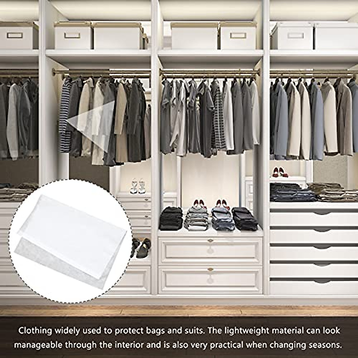 Cabilock 1 Set 50Pcs Non Woven Bags Clothes Purse Shoe Packing Storing White Bags Suit Shirt Bag Protector for Home Shop 70X55CM