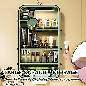 FZYUAN Bathroom Wall Cabinet Bathroom Cabinet Wall Mounted with Drawers Medicine Cabinet with Hooks Over The Toilet Storage Cabinet Hanging Cabinet for Bathroom Livingroom Kitchen,Green,40x12x70cm/17