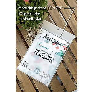 Disposable Placemats for Baby Toddler and Kids Travel Pack 12" x 18" Stick-On 20 Plastic Table Toppers Restaurant Indoor Outdoor Protection Dino Design