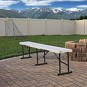 Lifetime 80843, 2 Pack, Light Commercial 6-Foot Fold-in-Half Bench, Almond