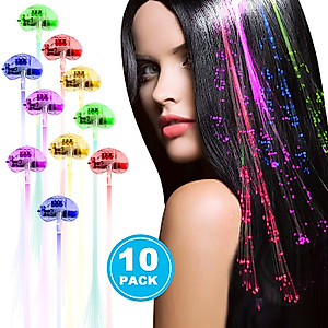 Acooe 10 Pack LED Hair Lights, Optics Flashing Barrettes for Party, Bar Dancing, and Light Up Hair Accessories