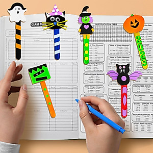 4E's Novelty Halloween Bookmark Craft for Kids 2024-12 Pack Bulk Kids Halloween Crafts Ages 4-8, 8-12 Halloween Activities for Kids Classroom Halloween Bookmarks, DIY Foam Halloween Craft Kit