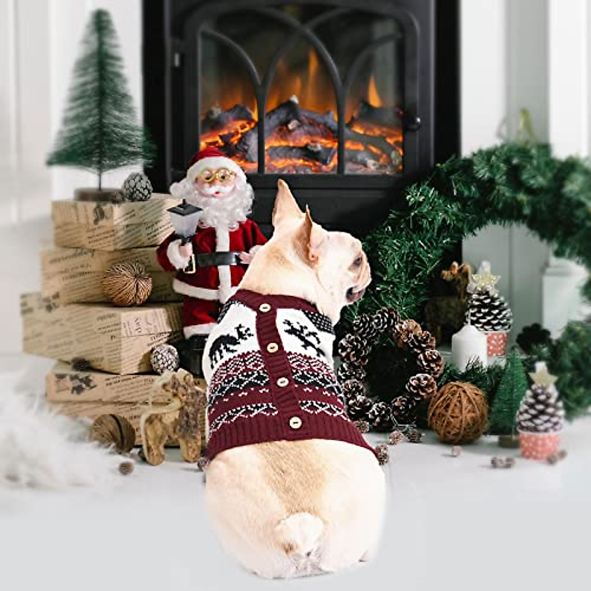 BAEJMJK Dog Christmas Sweater Xmas Pet Dog Turtleneck Clothes for Small Medium Large Dogs Soft Warm Puppy Cat Knit Jumper Dog Outfits Dog Pullover for Fall Winter Red Elk（A,2X-Large）