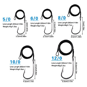 Fishing Shark Rig Big Game Stainless Steel Fishing Hooks with 400lb Nylon Coated Cable Leader Rigging Surf Shark Fishing Rigs for Shark Tuna Saltwater Fishing