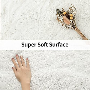 Merelax Modern Soft Fluffy Large Shaggy Rug for Bedroom Livingroom Dorm Kids Room Indoor Home Decorative, Non-Slip Plush Furry Fur Area Rugs Comfy Nursery Accent Floor Carpet 4'x6' Ivory