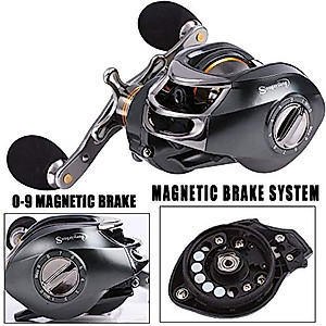 Sougayilang Baitcasting Fishing Reel, 11+1 Shielded Bearings, 18LB Carbon Fibre Drag, 7.0:1 Baitcsters,Magnetic Brake System Fishing Reel