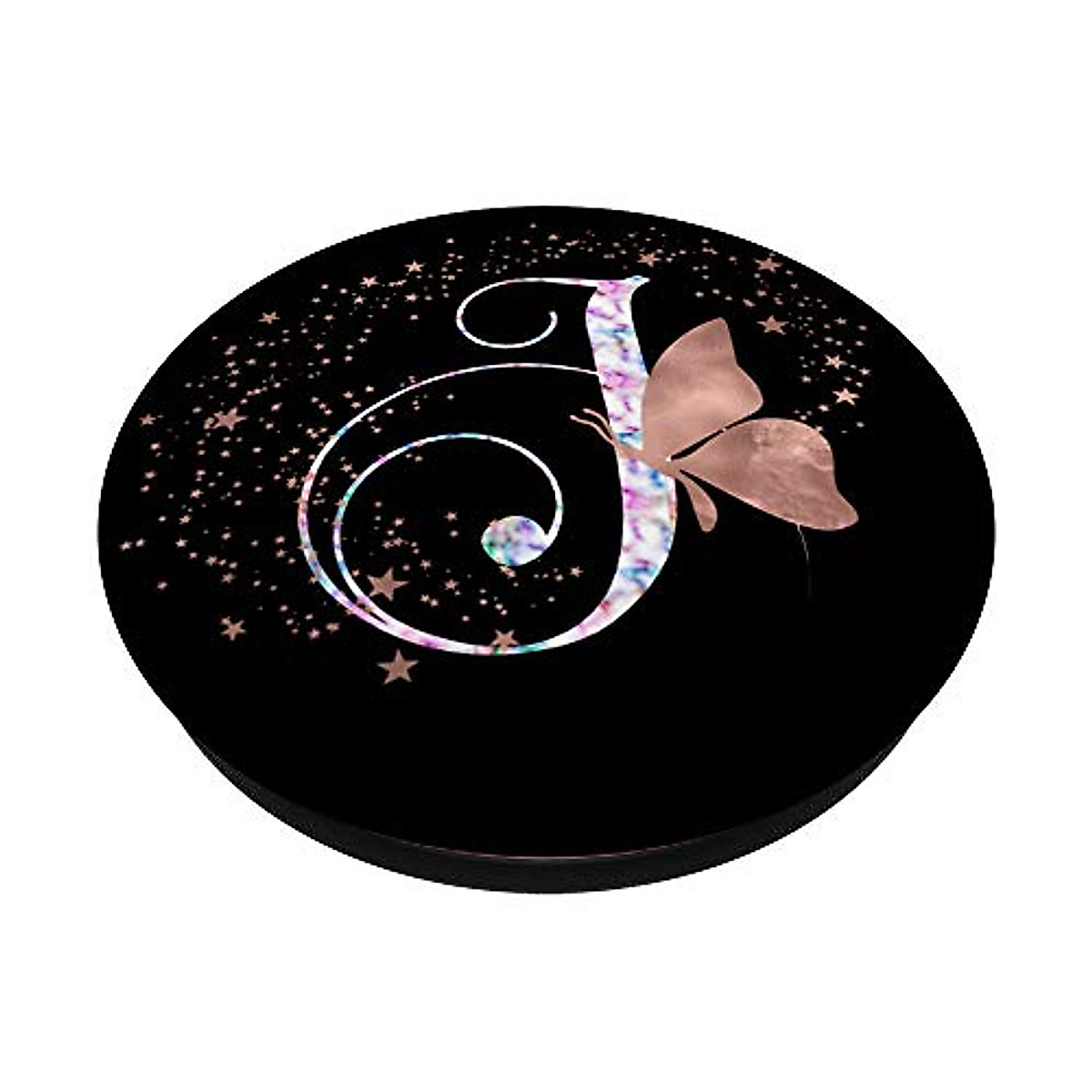 Letter J Initial Rainbow Watercolor Butterfly Monogram PopSockets Swappable PopGrip