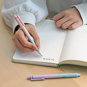 WRITECH Retractable Gel Ink Pens: 8ct Black Ink 0.5mm Fine Point Tip Pen Comfort Grip Smooth Writing with Aesthetic Gradient Color Barrel for Journaling Note Taking Sketching No Bleed & Smear