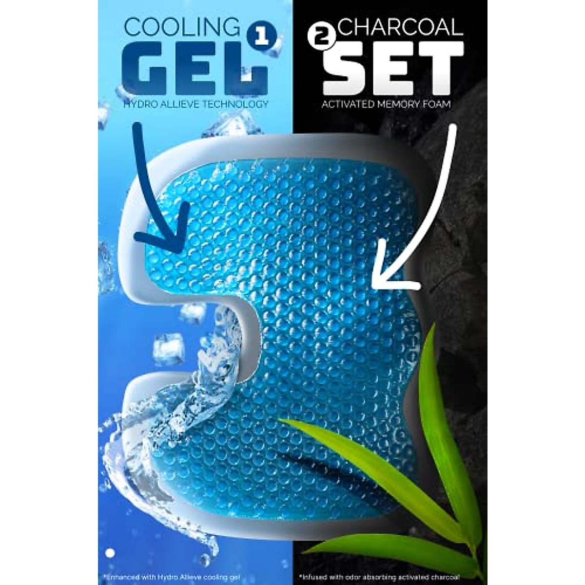 H. Gaming PC Chair Cushion, Gel Office Seat Cushion for Long Sitting, Upgraded Desk Butt Pillow for Computer Gamer Chairs, Tailbone Pain and Coccyx Pressure Relief (Medium 120-220lbs)