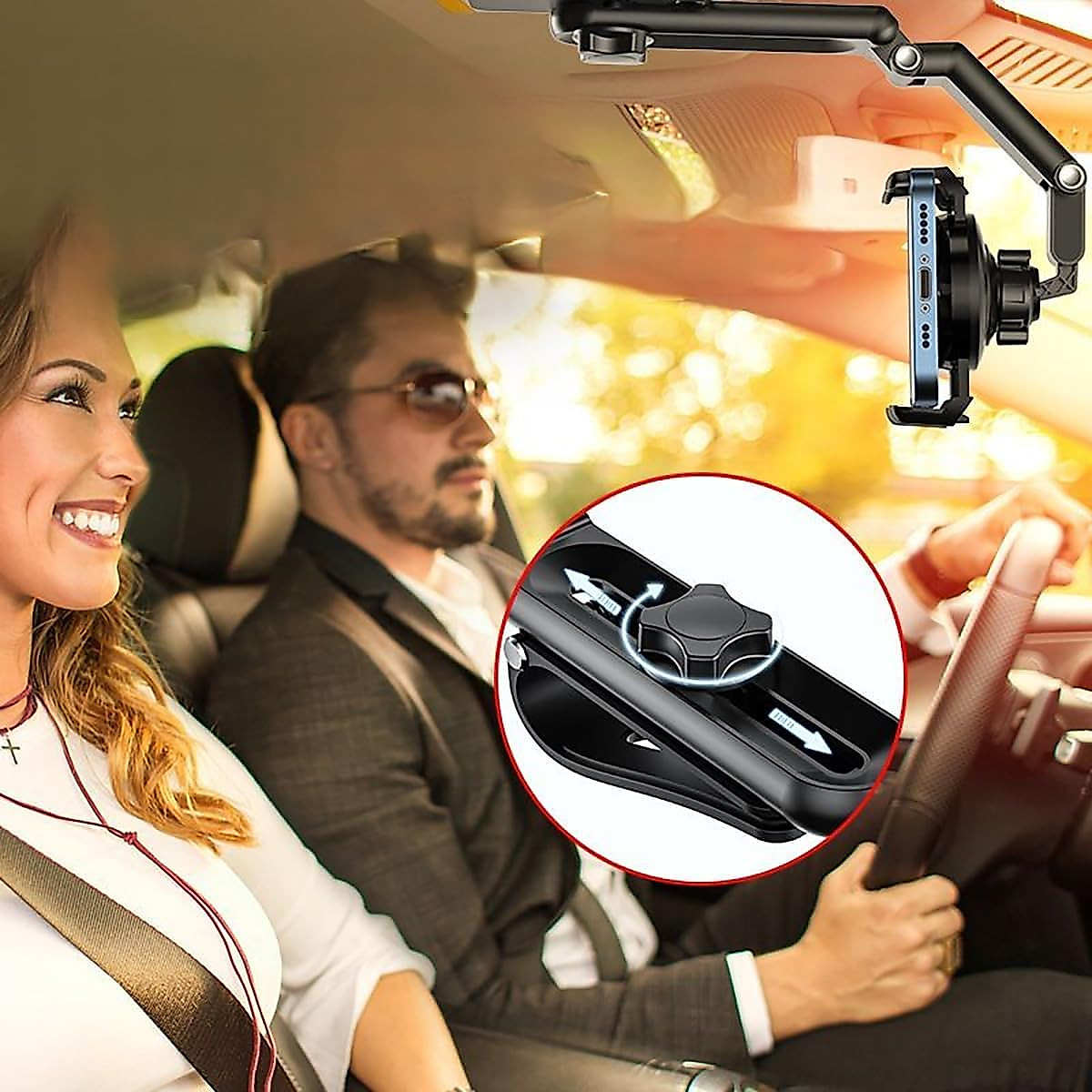 Kevaby Phone Holder-Kevaby Rotatable and Retractable Car Phone Holder,Sun Visor Phone Holder for Car, Multifunctional 360,Rotatable and Retractable Car Phone Holder Visor,Multifunction Holder (B2)