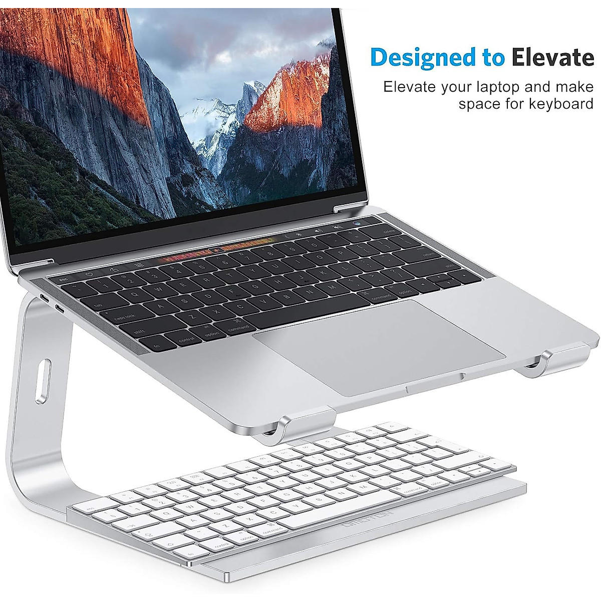 OMOTON Laptop Stand, Detachable Laptop Mount, Aluminum Laptop Holder Stand for Desk, Compatible with MacBook Air/Pro, Dell, HP, Lenovo and All Laptops (11-16 inch), Silver