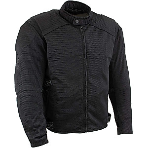 Xelement CF2157 Men's 'Caliber' Black Mesh Motorcycle Jacket with X-Armor Protection - X-Large