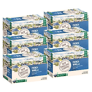 New England Coffee French Vanilla Medium-Roast K-Cup Coffee Pods, 12 Count (Pack of 6), Creamy Vanilla Flavor