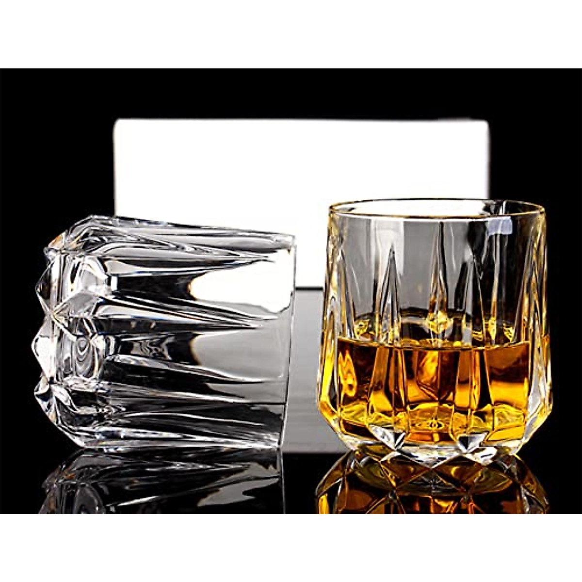 RIS LAN Old Fashioned Glasses Set of 6-12 Oz Crystal Glass Whisky Glasses, Luxury Whiskey Glasses for Drinking Bourbon, Scotch Whisky, Cocktails, Cognac, Unique Gifts for Men