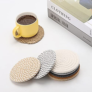 16 Pcs Woven Coasters for Drinks Absorbent Cup Coasters for Wooden Coffee Table, Best Housewarming Gifts, Farmhouse Room Office Decor
