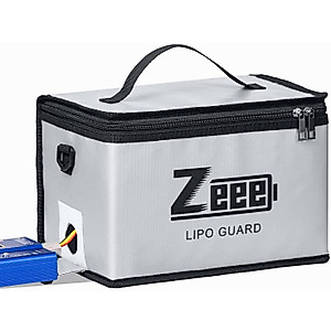 Zeee Lipo Safe Bag Battery Fireproof Bag Large Capacity Storage Guard Battery Safe Pouch for Storage Charging - 10 Cell Adjustable Battery Safe Bag(10.6x6.7x6.7in)