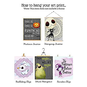 Nightmare Before Christmas Themed Character Wall Art Decor (Set of Six) Halloween Song Prints