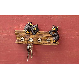 Black Bear Family 3.5 x 7.5 Hand-cast Resin Figurine Key Holder