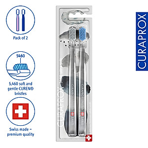 Curaprox CS 5460 Ultra-Soft Winter Edition Toothbrush, Pack of 2, Battery Powered, Transparent, Unisex-Adults, 20-Word Title