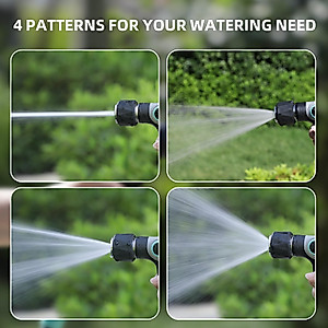 HVNPSH Garden Hose Nozzle Sprayer, 100% Heavy Duty Metal High Pressure Hose Nozzle with 4 Spray Patterns, Thumb Control On Off Valve for Lawn & Plant Watering, Car & Pet Washing