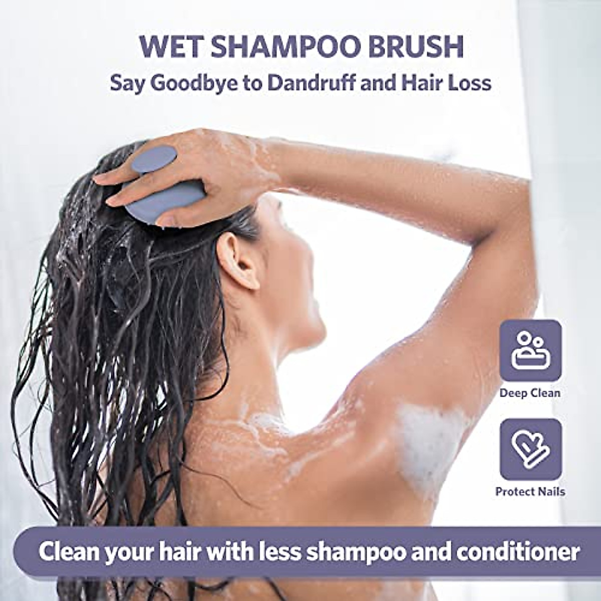 Sndyi 2PS Silicone Scalp Massager Shampoo Brush, Hair Scrubber with Soft Silicone Bristles, Scalp Scrubber/Exfoliator for Dandruff Removal, Wet Dry Scalp Brush for Hair Growth & Scalp Care