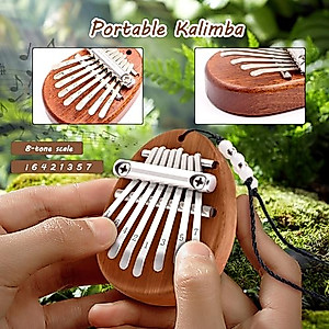 Kalimba Thumb Piano, Potable 8 Keys Mbira Finger Piano Musical Instruments Gift for Kid Adult Beginners Professional (Oval)