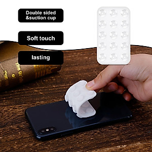 BOXOB Silicone Suction Cup Phone Holders, Double Sided Suction Cup Multipurpose Rectangle Phone Suction Mount for Car Mini Suction Cup Mat for Mobile Power Mobile Phones (White)