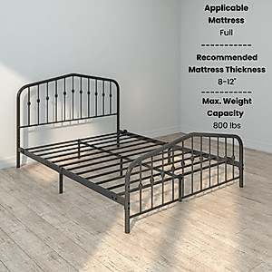 AMBEE21 Golden Gate Beds Washington Full Size Silver Iron Bed Frame with Headboard Footboard Wrought Iron Heavy Duty Metal Platform Foundation Farmhouse Victorian Style 800 lbs Capacity CastleBeds