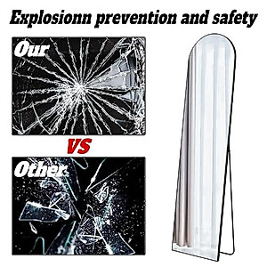 SCWF-GZ 63x16 Mirror Full Length Floor HD Glass Aluminum Metal Frame Dressing Arch Mirrors Wall Mounted or Standing for Entryway Bedroom Living Room 63 16 inch Black