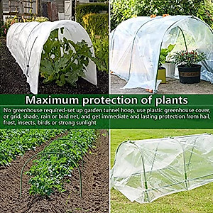 Garden Hoops Grow Tunnel 6 Sets (25.6" x 31.5" ) Plastic Coated Hollow Steel Support Frame Greenhouse Hoops for Raised Beds, with 30 Pcs Clamps