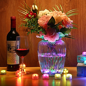 Mini Submersible LED Lights, Waterproof LED Tea Lights Candle with Remote Battery Operated,RGB Color Changing for Vase Home Party Wedding Table Centerpieces