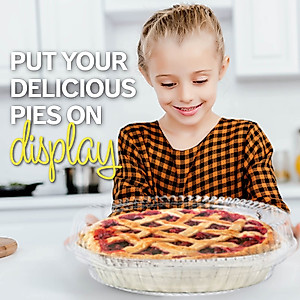 Supellectilem 10" Plastic Disposable Pie Containers with Hinged Locking Lids | 10 Round Pie Keepers/Flan Cake Containers for Transport