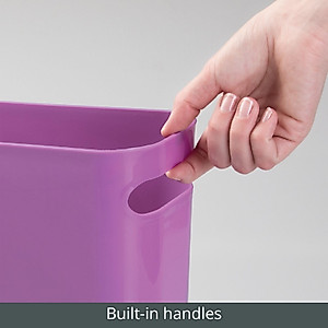 mDesign Bathroom Bin – Rubbish Bin For Bedrooms, Bathrooms, Home or Office – Small Bin for The Home – Purple