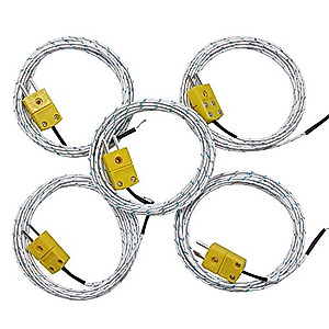 TWTADE 5pcs 3M K Type Mini-Connector Thermocouple Temperature Probe Sensor Measure Range -50~350°C