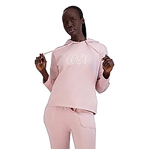 Rae Dunn Women's Matching Lounge Set with Pullover Long Sleeve Graphic Sweatshirt and Drawstring Sweatpants with Pockets 2 Piece, Pink Clay, Large
