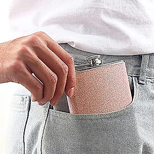 FYL 8 Oz Hip Flask for Liquor, 18/8 Stainless Steel Leak Proof With Colorful Glitter Hip Flask