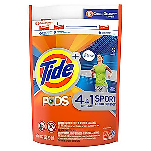 Tide Pods Plus Febreze Sport Odor Defense Laundry Pacs, Active Fresh, 32 Count