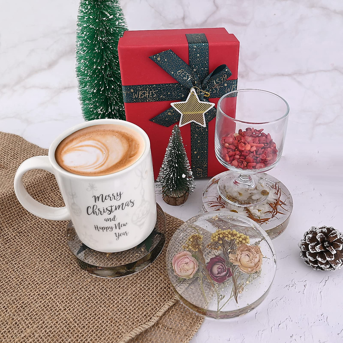 Resin Coaster Molds 6-Cavity Thick Round Coaster Silicone Molds for Resin Casting, Large Coaster Molds for Epoxy Resin DIY Custom Coasters Resin Art Gifts Home Decoration