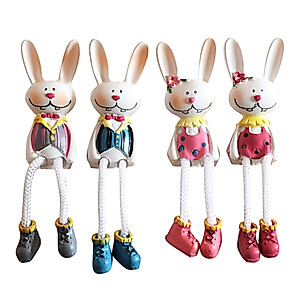 Amosfun 4Pcs Decor Rabbit Garden Statues Sculptures Yard Lord for Statue Easter- Bunny Dolls Adornment Desktop Resin Artware Decorative Ornaments for Home
