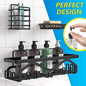 Coraje Shower Caddy, Shower Shelves [5-Pack], Adhesive Shower Organizer No Drilling, Large Capacity, Rustproof Stainless Steel Bathroom Shower Organizer, Shower Shelf for Inside Shower, Black